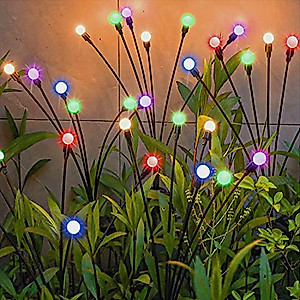 Elitecran Solar Garden Lights, 2 Pack 8 LED Solar Firefly Lights, IP65 Solar Landscape Light, Swaying Decorative Lights for Garden Yard Patio Path for Halloween Christmas (Color Light, 2 Pack)