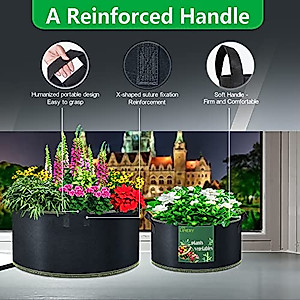 LINERY 1-Pack 50 Gallon Planting Bag Black Heavy Duty Thickened Large Capacity Upgrade Hemming Process Grow Bag with Handles Non-Woven Fabric Plant Pots (【1-50 G】)