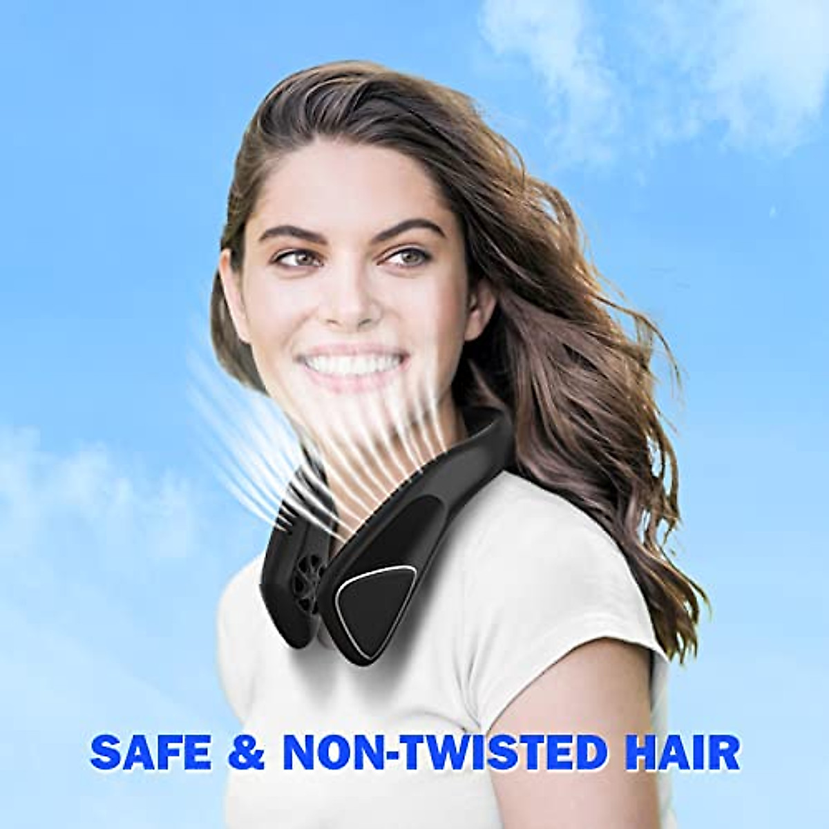 VEAHOOT Bladeless Neck Fan, Hands Free Battery Operated Fans Rechargeable,5000mAh Personal Portable Fan with 360° Cooling,3 Speeds Travel Sports Fan for Outdoor&Indoor(Black)