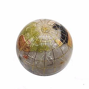 Unique Art 3-Inch Pearl Swirl Ocean Gemstone World Globe Paper Weight