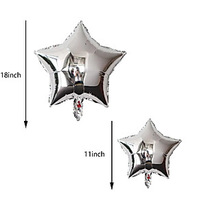 10PCS Silver Star Foil Balloons Moon Foil Mylar Balloons for Baby Shower Christmas Anniversary Engagement Wedding Birthday Party Decoration