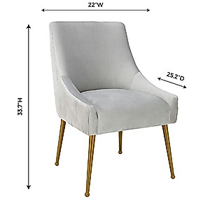 TOV Furniture Beatrix 19" Transitional Velvet Side Chair in Light Gray