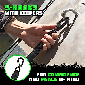 Rhino USA Retractable Transom Tie-Down Straps (2-Pack) - 3,000lb Guaranteed Max Break Strength, Heavy Duty 2" x 43" Marine Trailer Tie Downs for Boat, Jet Ski, Seadoo and More!