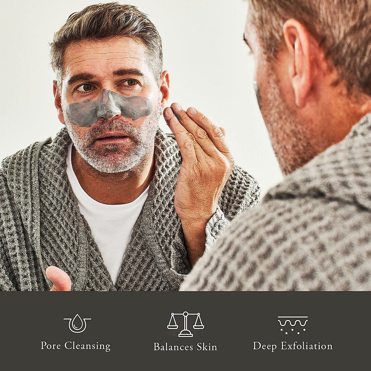 Caldera + Lab The Deep | Men's Organic Hydrating Clay Face Mask for Dry, Sensitive, & Normal Skin – Vegan, Natural & Antioxidant Packed Exfoliating Skincare Facial Treatment