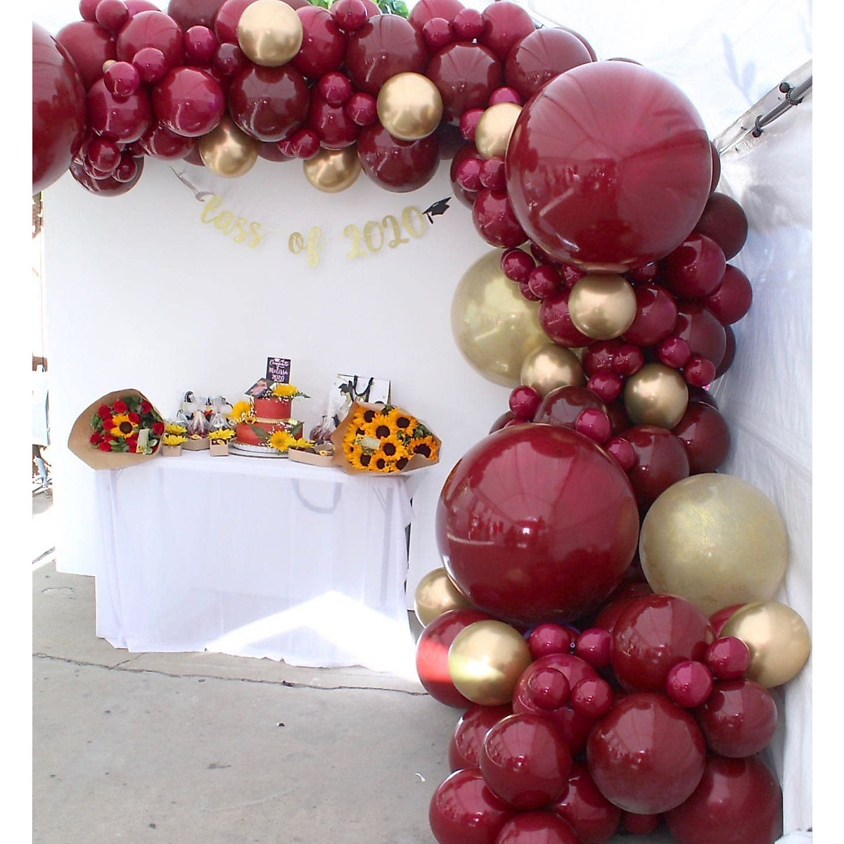 Janinus Burgundy Balloon Garland Arch Kit Maroon Balloons 12 In 5 In 80pcs Wine Red Balloons Matte Balloons for Graduation Wedding Bridal Shower Birthday Party Anniversary & Women Party Decoration