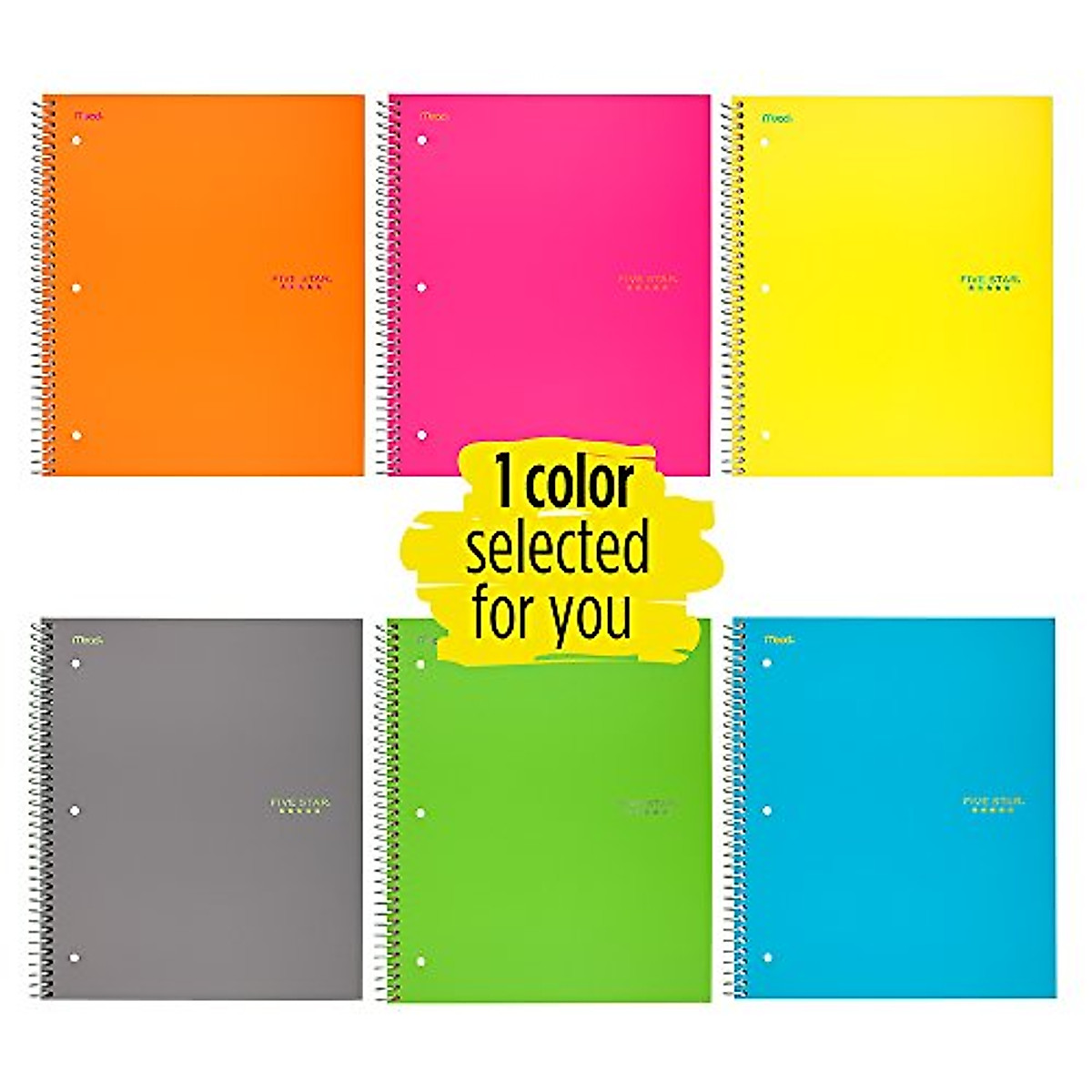 Five Star Spiral Notebook, 1 Subject, College Ruled Paper, 100 Sheets, 11" x 8-1/2", Color Selected For You, 1 Count (06044)