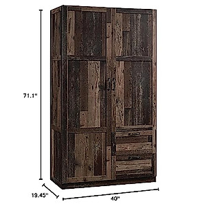 Sauder Miscellaneous Storage Wardrobe, L: 40.0" x W: 19.45" x H: 71.1", Reclaimed Pine Finish