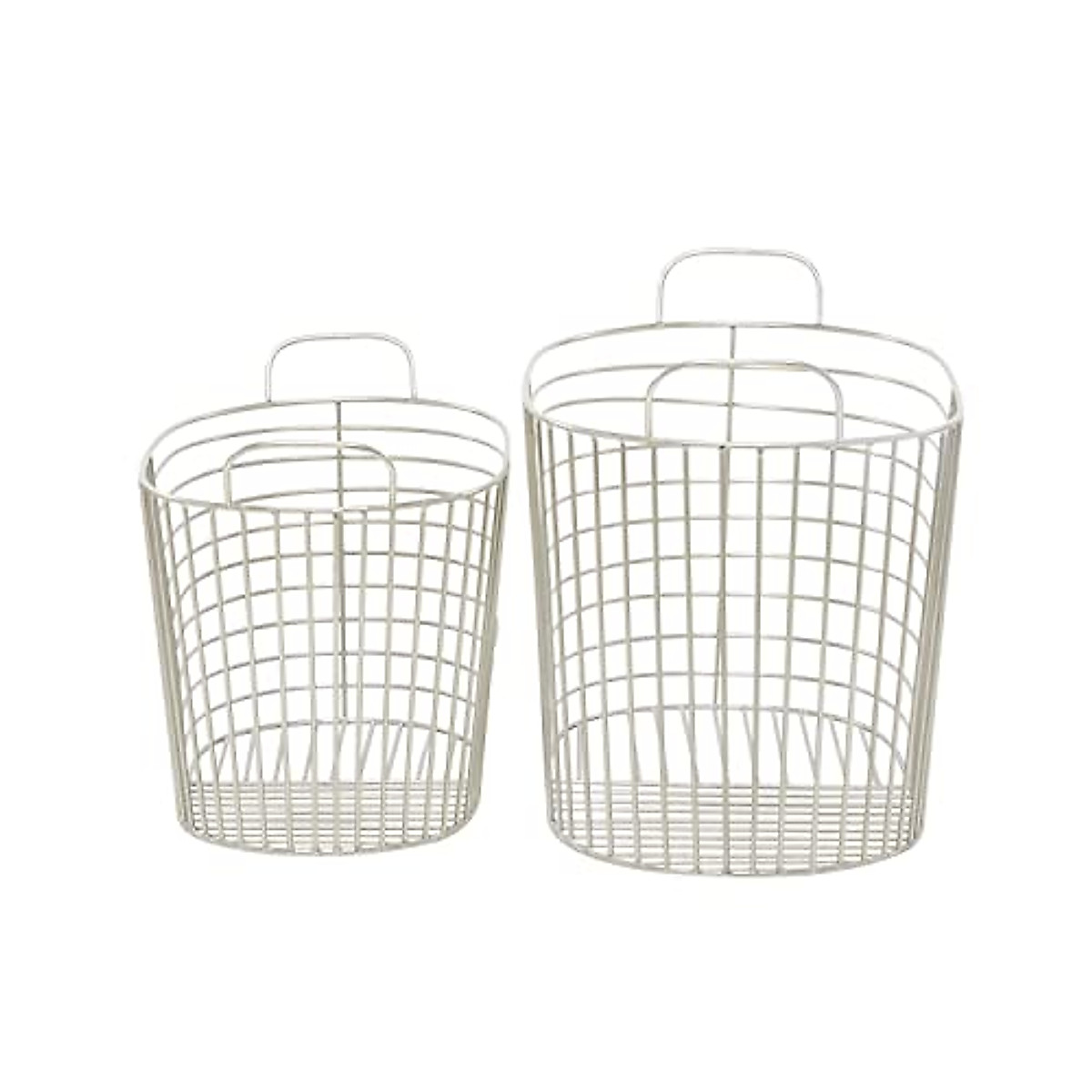 CosmoLiving by Cosmopolitan Contemporary Metal Round Storage Basket, Set of 2 14", 12"H, Silver