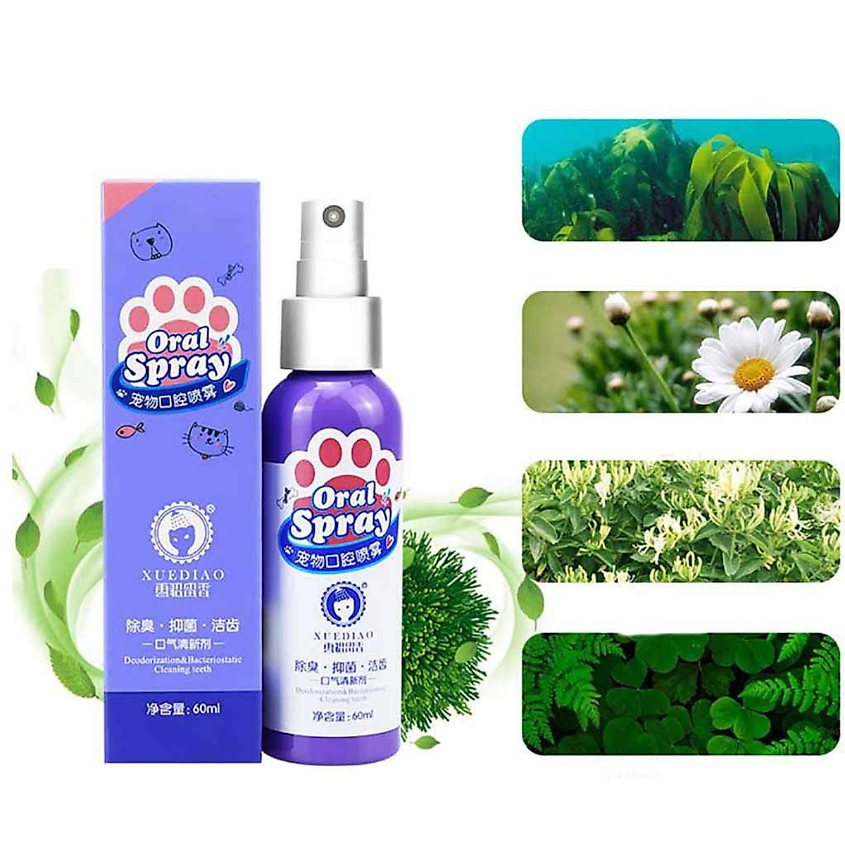 2 Pack Dog Breath Freshener Pet Dental Spray, Remove Plaque & Tartar Buildup Clean Teeth Without Brushing or Rinsing, Clean Dog and Cat Bad Breath Easy to Use, 4 Ounces