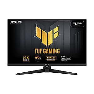 ASUS TUF Gaming 32” (31.5” viewable) 4K HDR DSC Gaming Monitor (VG32UQA1A) - UHD (3840 x 2160), 160Hz, 1ms, Extreme Low Motion Blur Sync, Freesync Premium, HDMI2.1, Speakers, 120% sRGB, DisplayHDR 400