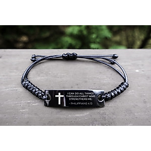 Confirmation Gifts for Teenage Boys, I Can Do All Things Through Christ, Baptism, First Holy Communion Gifts, Religious Bible Verse Catholic Bracelets for Son, Grandson, Dad, Godfather