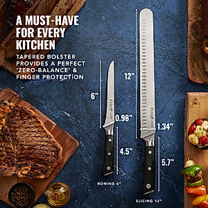 Cutluxe BBQ Carving Knife Set – Brisket Slicing Knife and Boning Knife for Meat Cutting – Professional Knife with Razor Sharp German Steel, Full Tang, Ergonomic Handles – Artisan Series