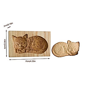 Wooden Cookie Molds, Engraved Embossing Cookie Cutter with Christmas Tree Deer Pinecones Pattern for Baking Embossed Cookies for Kids and Adults to Make Cookie Dough