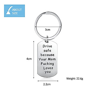 KOORASY Inspirational Birthday Keychian From Mom for Son Daughter Drive Safe Keychains Anniversary Keyring