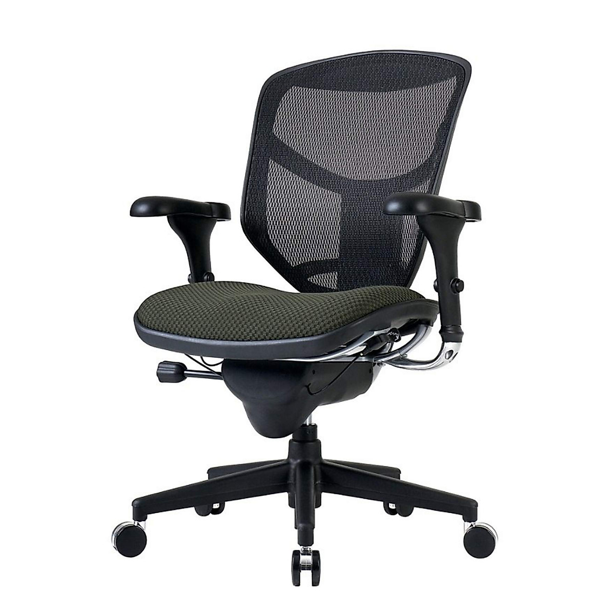 Workpro™ - Chair - Quantum 9000 Series Mid-Back Mesh/fabric Chair Black/olive - 43-3/4" H x 29-1/2" W x 28" D - 28" x 29