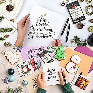 Brusarth Calligraphy Pens,Hand Lettering Pens, Calligraphy Brush Pen set for Beginners Writing, Sketching, Scrapbooking, Journaling, Soft and Fine Tip, Black Ink Drawing Pen Set, 8 Size