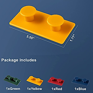 SAFITOYA 4PCS Fun Block Wall Hangers Set,Cool Kids Room Decor Wall Hooks, Home Gadgets Holder Punch Free Plug Adhesive Wire Regulator