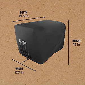 Ninja XSKOCVR Premium Cover, Compatible Woodfire Outdoor Oven (OO100 series), Adjustable Drawstrings, UV and Water-Resistant, Lightweight, Black, 19.5'' x 16.5'' x 15"