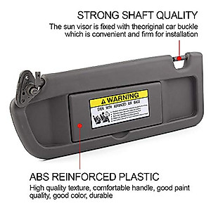 Dasbecan Atlas Gray Left Driver Side Sun Visor Compatible with Honda Civic 2006-2011 Replaces# 83280-SNA-A01ZA 83280-SNA-A01Z