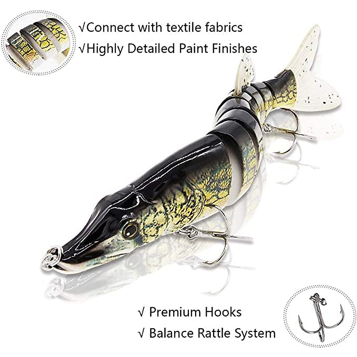 Northern-Pike-Lures-Multi-Jointed-Swimbaits-Fishing-Lure 5" 8" inch for Musky Lake Trout Fishing Tackle
