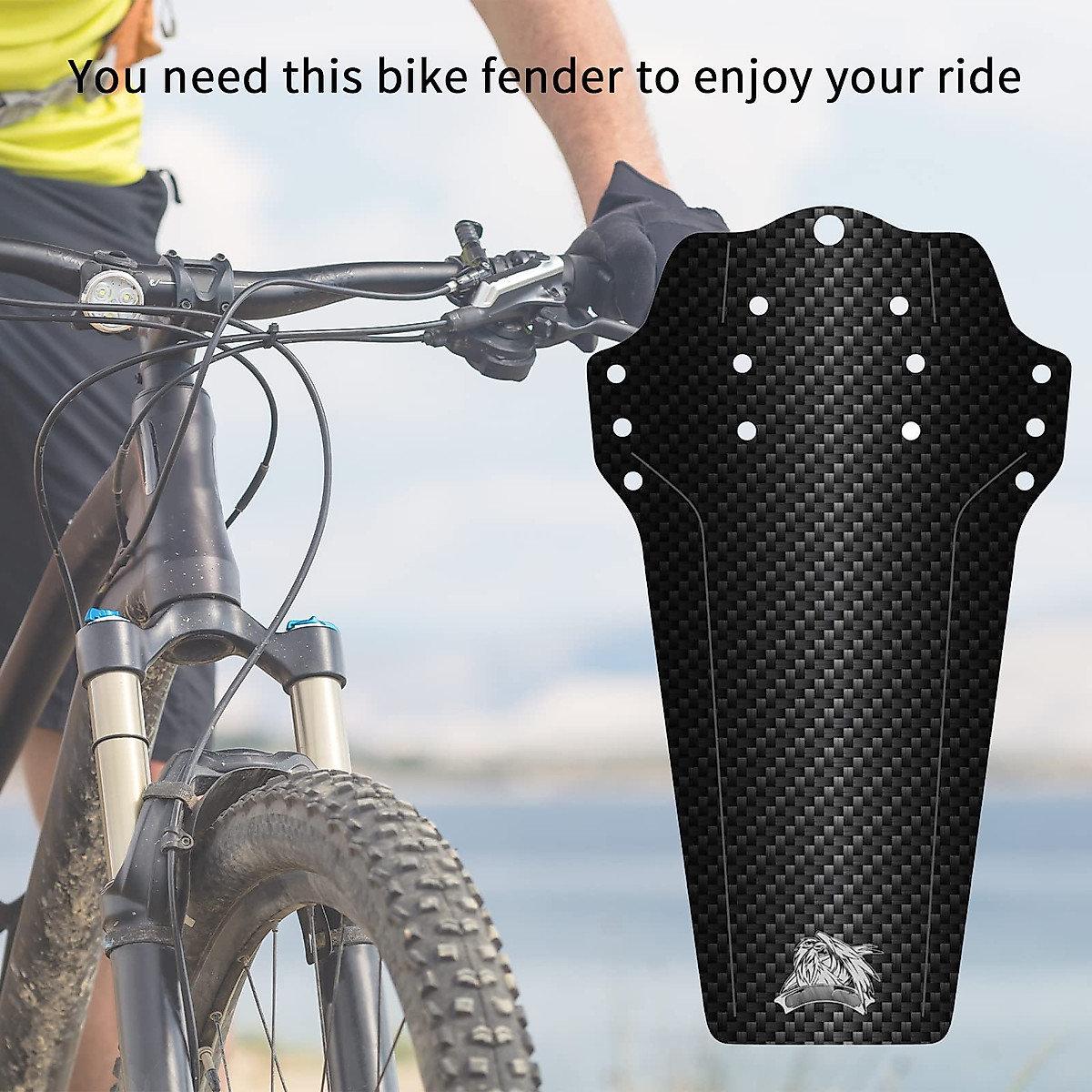 kingsea Mountain Bike Mud Guard,Adjustable Carbon Fiber MTB Fenders -Universal Front or Rear MTB Fender Compatible with 20"/24"/26"/27.5"/29" Mountain Bike Mudguards - Soft Shell