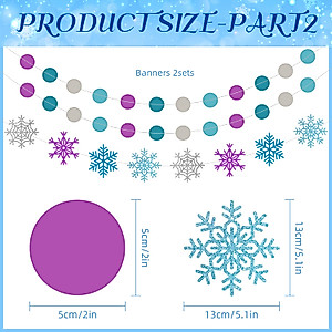 Winter Snowflake Decorations, Frozen Birthday Party Decorations Includes Snowflake Banner Paper Lanterns,Tissue Pom Poms Fan,Winter Wonderland Baby Shower Winter Birthday Party Decorations