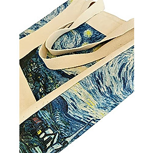 HaoHakka Tote Bag Aesthetic, Canvas Graphic Trendy Cute Tote Bags with Zipper Pockets (Starry Night)