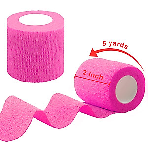 BQTQ 30 Rolls Self Adhesive Bandage Wrap Pink Adhesive Wrap 2 inch Self Adherent Wrap Stretch Bandages Self Stick Bandage Wrap Tape for Wrist Ankle Swelling Sprains (Neon Pink)