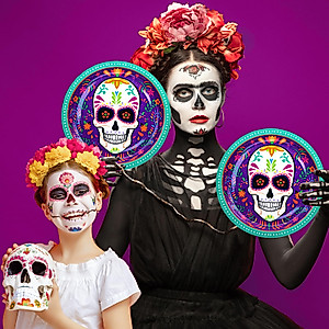 DYLIVeS Day of the Dead Plates and Napkins Party Supplies, Dia de Los Muertos Plates and Napkins Set Sugar Skull Disposable Dinnerware for Mexican Fiesta Carnival Halloween Party Decorations, Serve 50