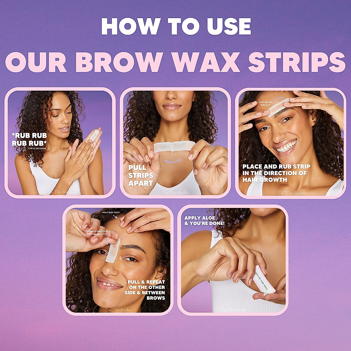 No Mo-Stache Mini Duo - 12 Count Brow and Lip Wax Kit, 2 Piece Set - As Seen On Shark Tank - Hair Removal Wax Strips with Tweezers for Face, Brows and On-The-Go Use