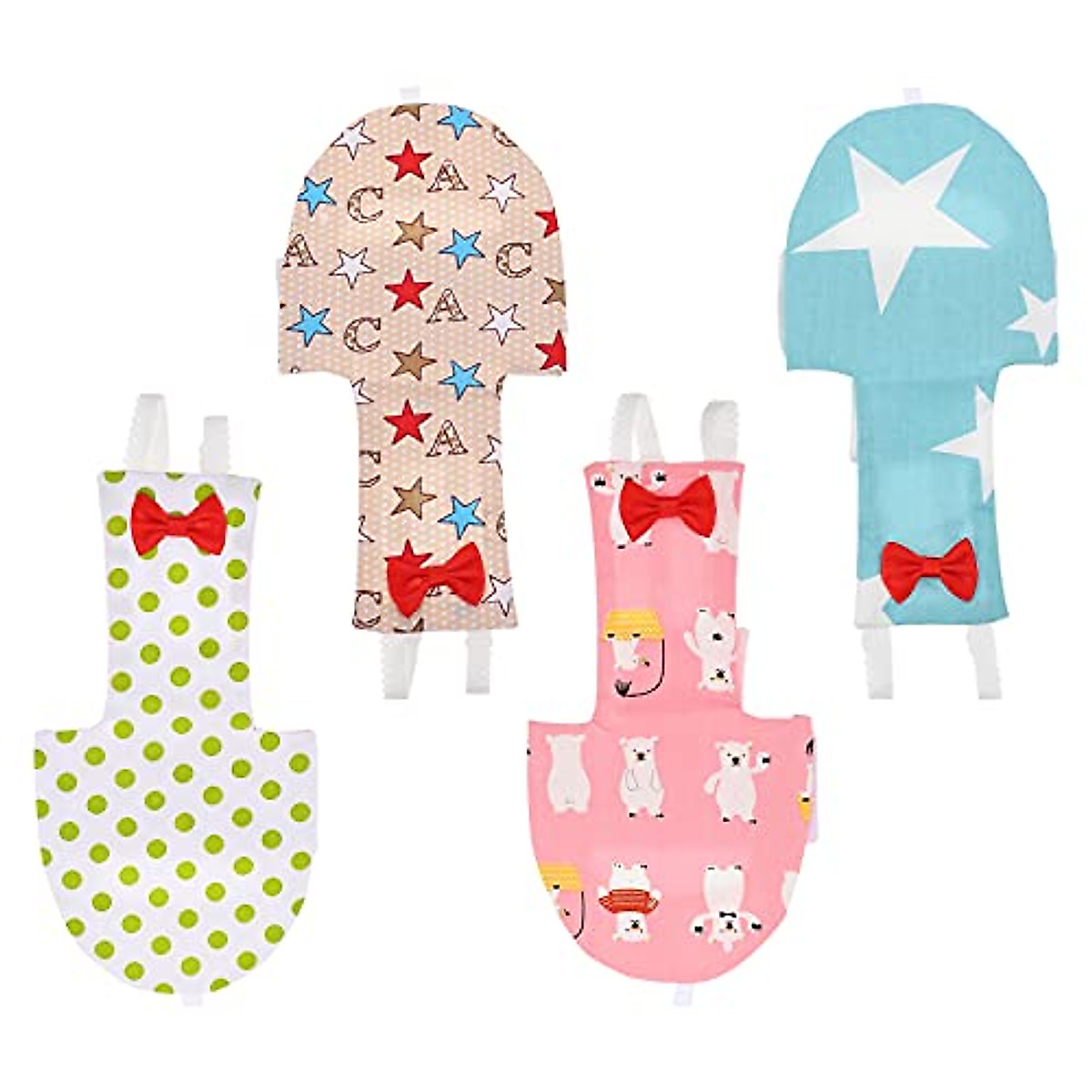 VILLCASE Budgie Diaper 4 Pack Reusable Bird Flight Suit- Breathable Bird Diaper, Bird Clothes with Bowtie Decor, Bird Pee Pads for Parakeet Parrot Canary Budgie Macaw (Size XL) Bird Flight Suit