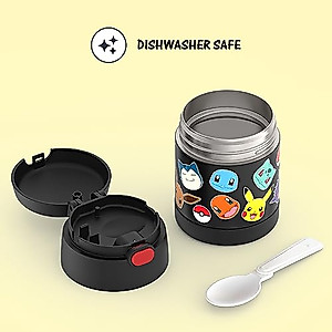 THERMOS FUNTAINER 10 Ounce Stainless Steel Vacuum Insulated Kids Food Jar with Spoon, Pokemon