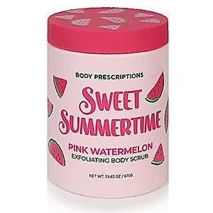 Body Prescriptions Exfoliating Body Scrub | 21.16 Oz Body Cleanser Infused with Pink Watermelon | Daily Body Wash for Nourished and Ultra Smooth Skin, Sweet Summertime?