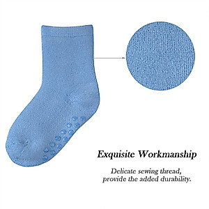 JORMATT 6 Pairs Toddler Thick Thermal Crew Socks Baby Winter Socks Boys Warm Fleece Socks Girls Cute Slipper Socks with Non Slip Girps,2-4 Years L