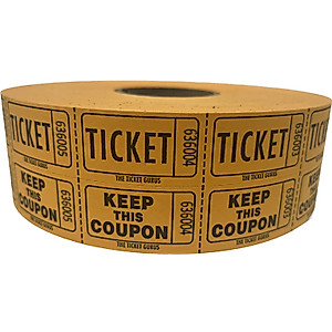 The Ticket Gurus-Raffle Tickets - (4 Rolls of 2000 Double Tickets) 8,000 Total 50/50 Raffle Tickets-(4) Orange Rolls