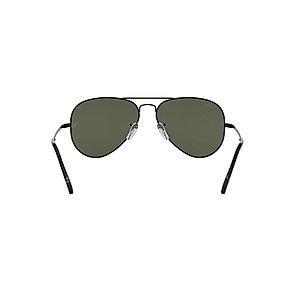 Ray-Ban RB3689 Aviator Metal II Sunglasses, Black/G-15 Green, 62 mm