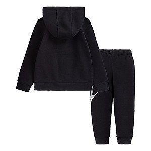 Nike Boy's Club HBR Pullover Joggers Set (Little Kids) Black/Light Gray 7 Little Kid