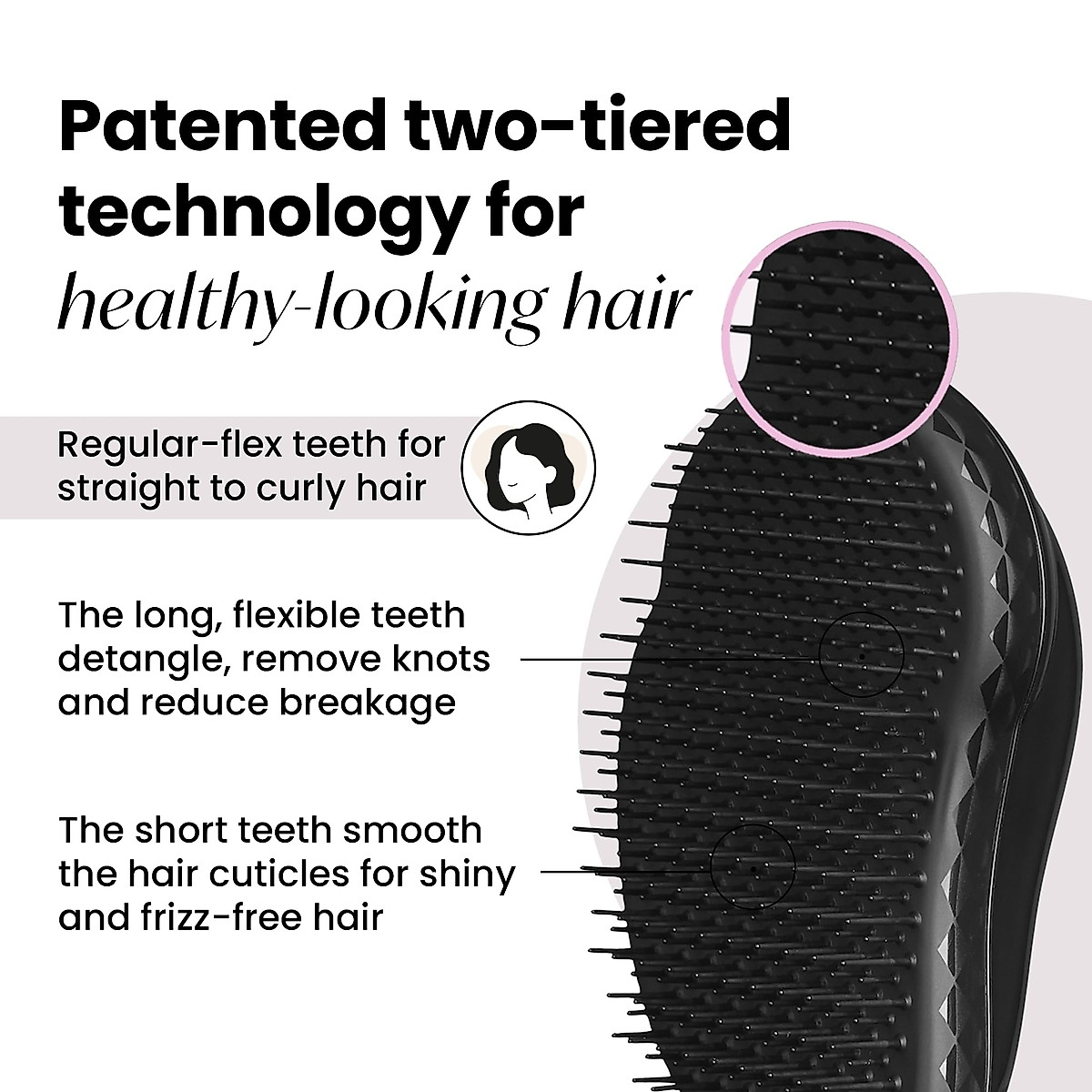 Tangle Teezer Original Detangler Brush, Dry & Wet Hairbrush for All Hair Types, Panther Black