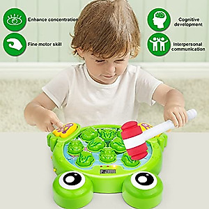 YEEBAY Interactive Whack A Frog Game, Learning, Active, Early Developmental Toy, Fun Gift for Age 3, 4, 5, 6, 7, 8 Years Old Kids, Boys, Girls,2 Hammers Included