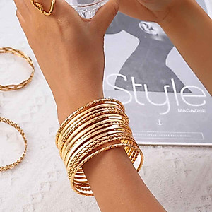 Sakytal Gold Stackable Bangle BraceletsIndian Multi Bangles Bracelet layered Bracelet Set for Women