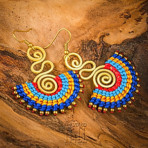 Boho Dangling Earrings for Women and Teen Girls - Handmade Cute Jewelry for a Trendy or Hippie Look, Mexican Fun Earrings for Green, Blue, Black or Red Outfits, Gold Earrings, Gift