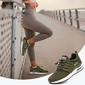 ADCORAN Womens Running Shoes Air Cushion Casual Walking Shoes Tennis Slip On Comfortable Workout Sneakers Green 9