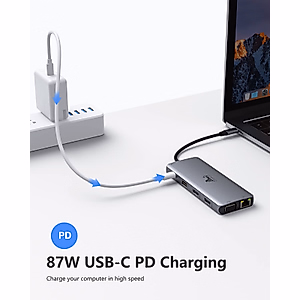 USB C Docking Station Dual Monitor, 11-in-1 USB-C Laptop Docking Station to Dual 4K HDMI,VGA,Gigabit Ethernet,3 * 10G USB 3.1,2*USB 2.0,87W PD,3.5mm Audio/Mic for Dell/Surface/HP/Lenovo Laptops
