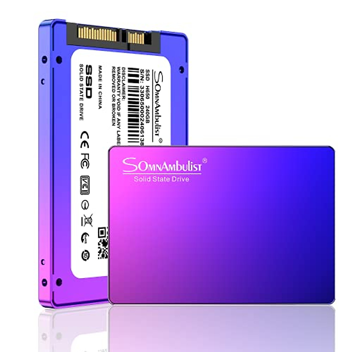Somnambulist SSD 60gb 120gb 240gb Sata3 Solid State Drive Internal SSD (Gradient Blue purple-60GB)