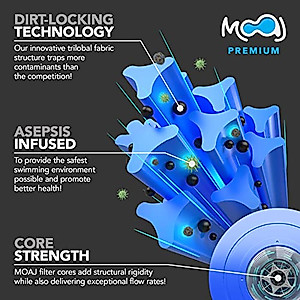MOAJ Premium Pool Filter 4-PACK Replaces Pentair CCP320, Clean And Clear Plus 320, R173573, 160340, PCC80, PCC80-PAK4, Filbur FC-1976, Unicel C7470, Crystal Water 325 | 20 1/16" x 7" | Asepsis-Infused