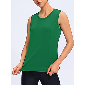 YYV Women's Workout Tank Tops Lightweight Sleeveless Shirts for Women Loose Fit Tops for Athletic Running Tennis Yoga (Green Large)