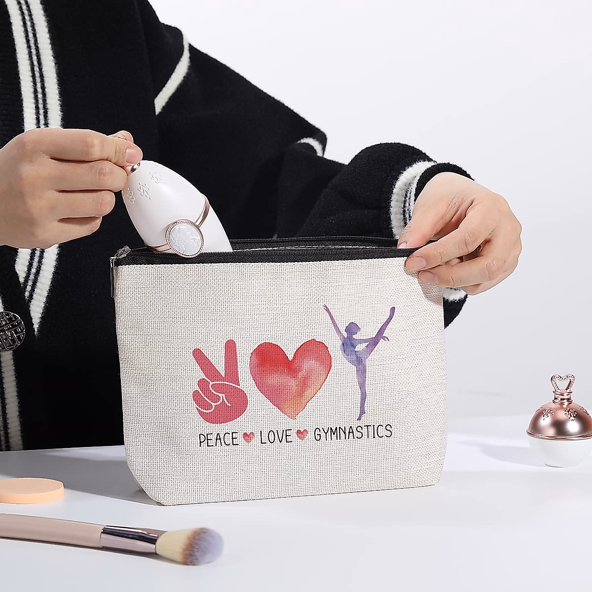 kdxpbpz Gymnastics Stuff Gymnastic Makeup Bag Inspirational Gymnastics Lover Gifts Gymnastic Coach Gift Birthday Gifts for Her Female Gymnastics Athletics Coach Friend Sister