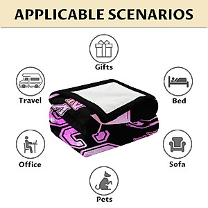 Personalized Soccer Throw Blanket with Name- Soft, Fuzzy & Warm- 50x60 Inches Throw Size Blanket for Couch, Office - Black Cute Throw Gift for Girls, Women