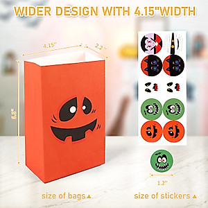 Rulyyo Halloween Goodie Bags with Stickers - 6 Design, 36 PCS Halloween Candy Bags Cute Halloween Treat Bags Halloween Paper Bags Trick or Treat Halloween Bags Halloween Party Favors Decorations