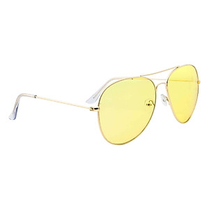 Mens Large Aviator Yellow Lens Sunglasses - Colored Tint Lens